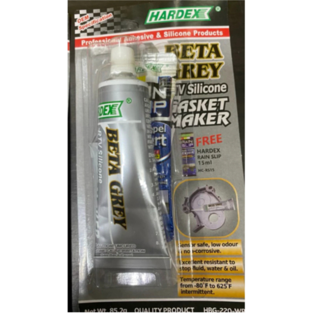 HARDEX BETA GREY RTV SILICONE GASKET MAKER 85.2G (FREE HARDEX RAIN SLIP ...