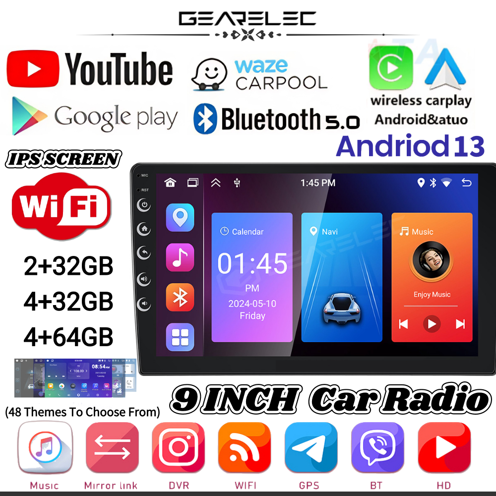 GEARELEC 9 Inch Android Head Unit Touch Screen Car Stereo With ...