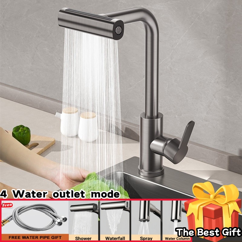 4 modes Multi-purpose 360° rotation stainless Faucet kitchen Wall Mount ...