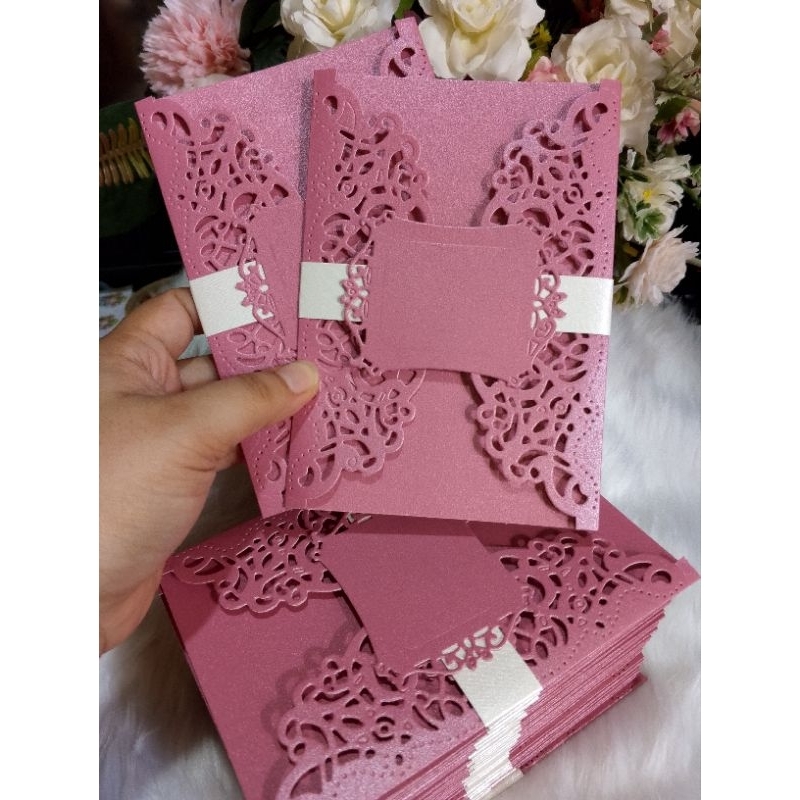 MJ ️ 4R (4×6 inches) Invitation Cover with Belt & Blank Tag for Wedding ...