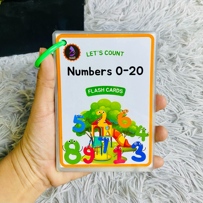 Numbers flashcards laminated size 3.5x5 inches with free ring to bind ...