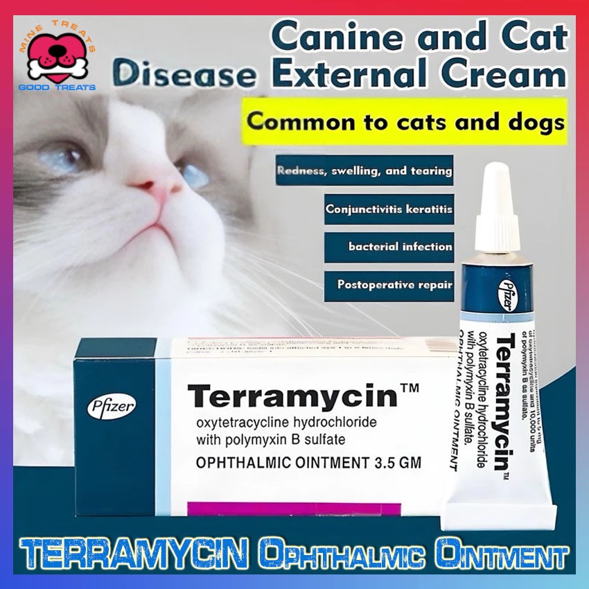 TERRAMYCIN 3.5gm Ophthalmic Ointment for Dog Cat Conjunctiva for Pets ...