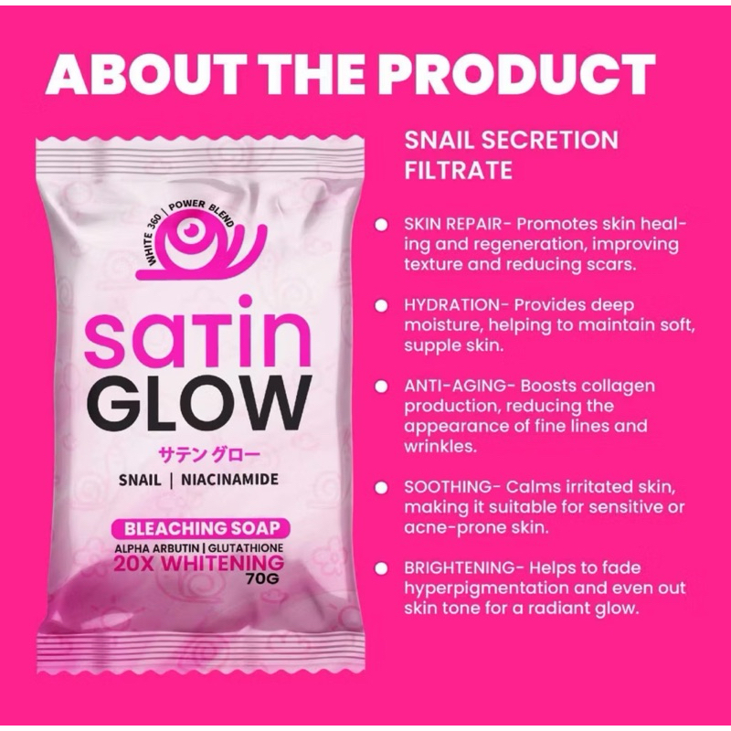 Satin Glow soap snail niacinamide soap | Shopee Philippines