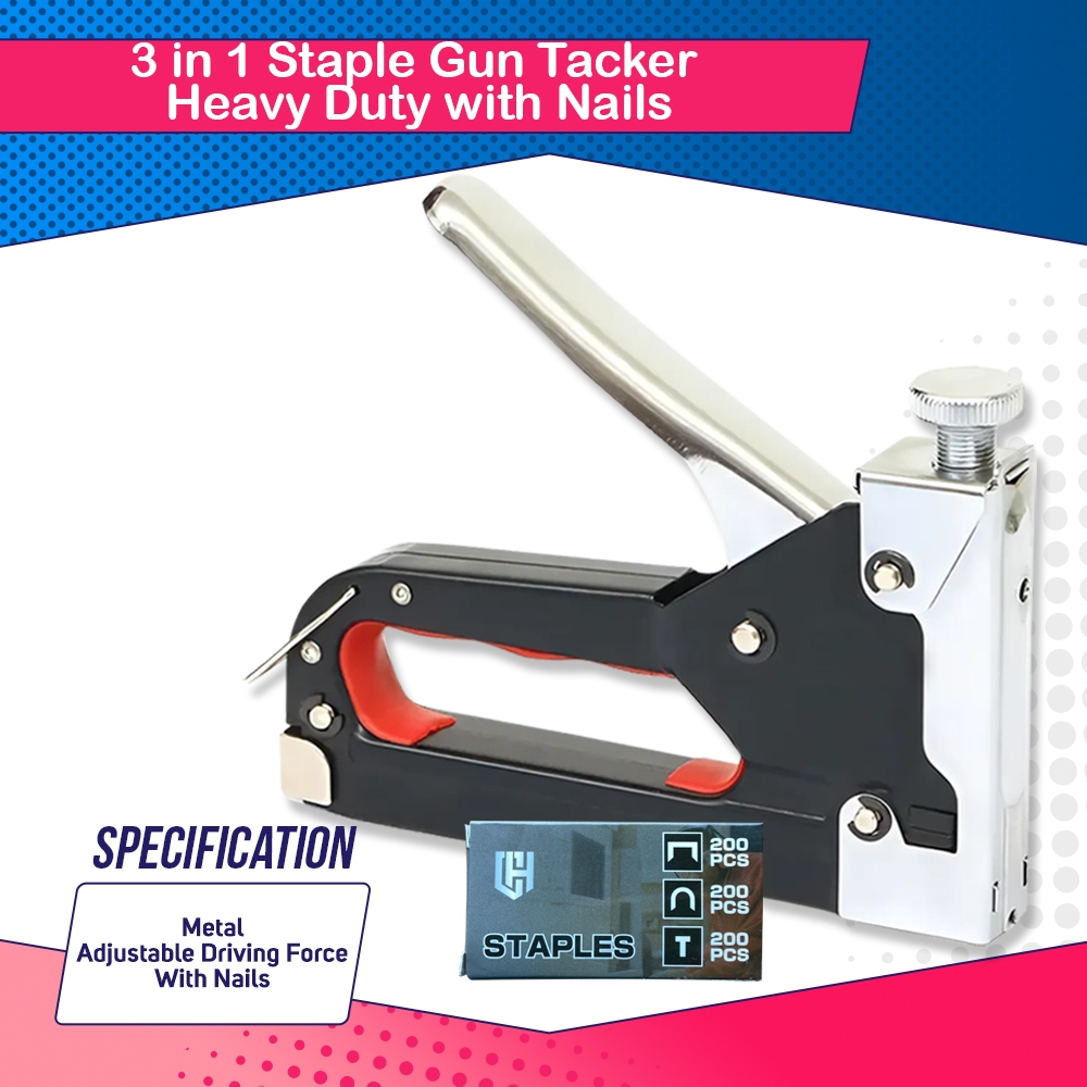 3 IN 1 Staple Gun Tacker Heavy Duty with Nails | Shopee Philippines