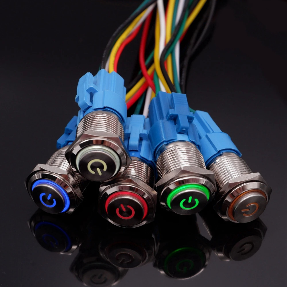 Motorcycle 16mm HALO Switch Button Turn On Off Power LED Lights MSM ...