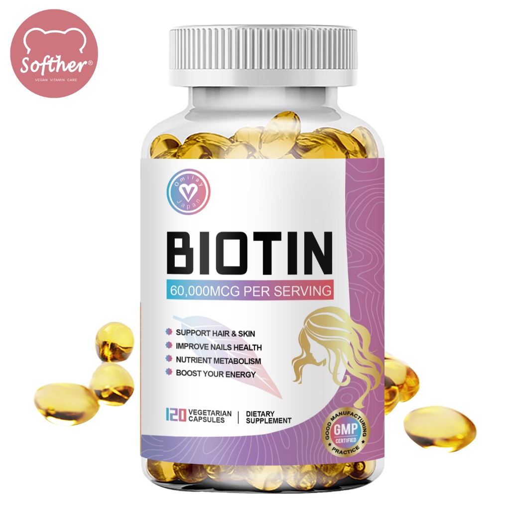 Softher Biotin Capsule Promote Healthy Hair Skin and Nails Biotin Vitamin Supplement for Hair ...