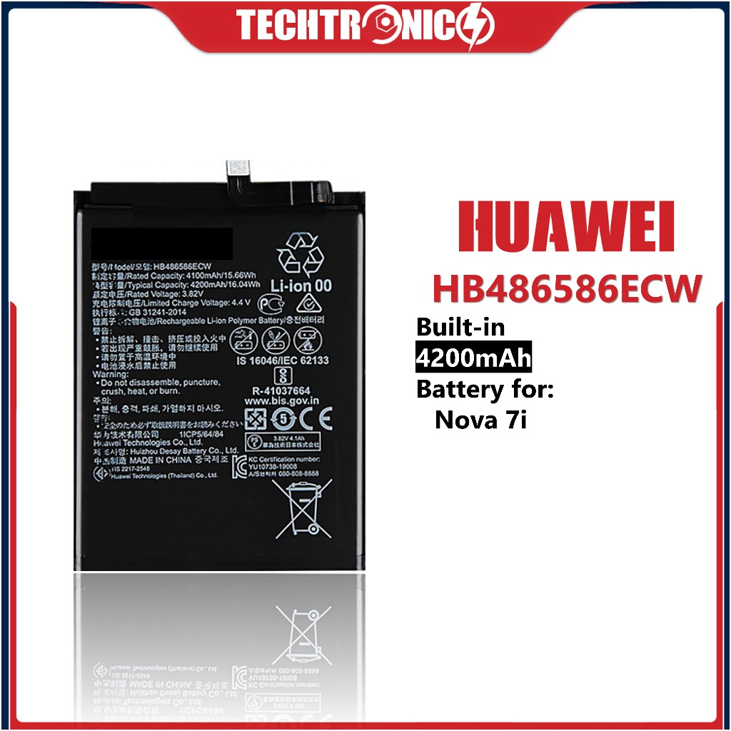 Battery HB486586ECW Hüäwëï Nova 7i JNY-L22B JNY-L21A JNY-L01A JNY-L21B ...