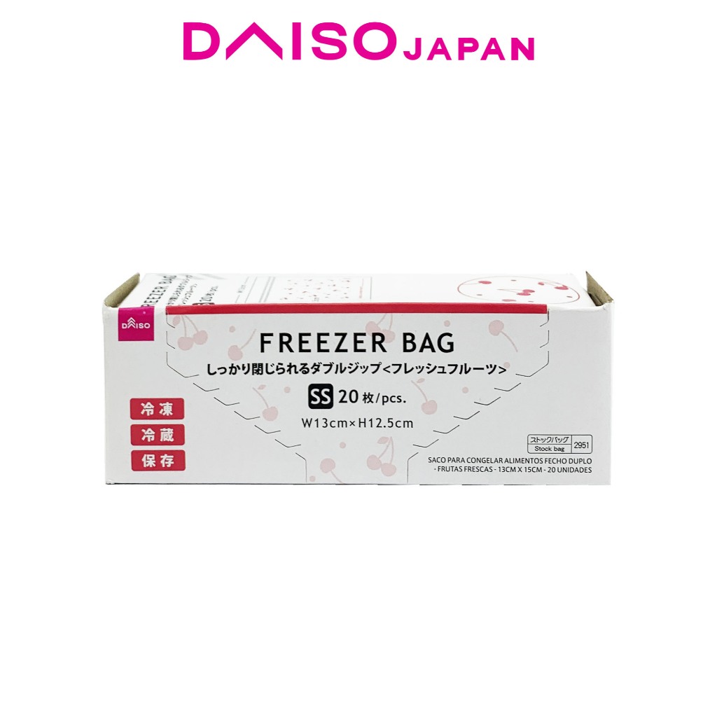 Daiso Double Zipper Freezer Bags in Fresh Fruit Design (SS, 20pcs ...
