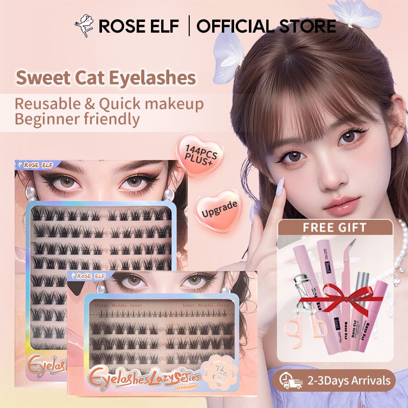 【ROSE ELF】 Sweet Cat Eyelashes Extension Kit 9-14mm D curl, Reusable ...
