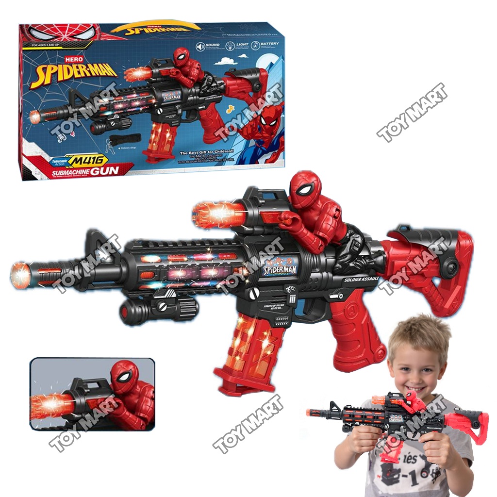 Spider Hero Barrel Moving Submachine Toy Gun LED Light Sound Effect ...