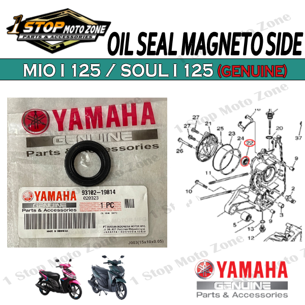 OIL SEAL MAGNETO SIDE FOR MIO I 125/SOUL I 125 (93102-19814) YAMAHA ...