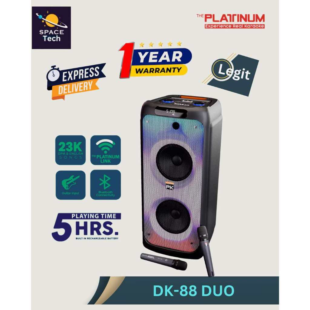Platinum Karaoke DK88 Duo Party Jukebox Karaoke and Music Speaker with ...
