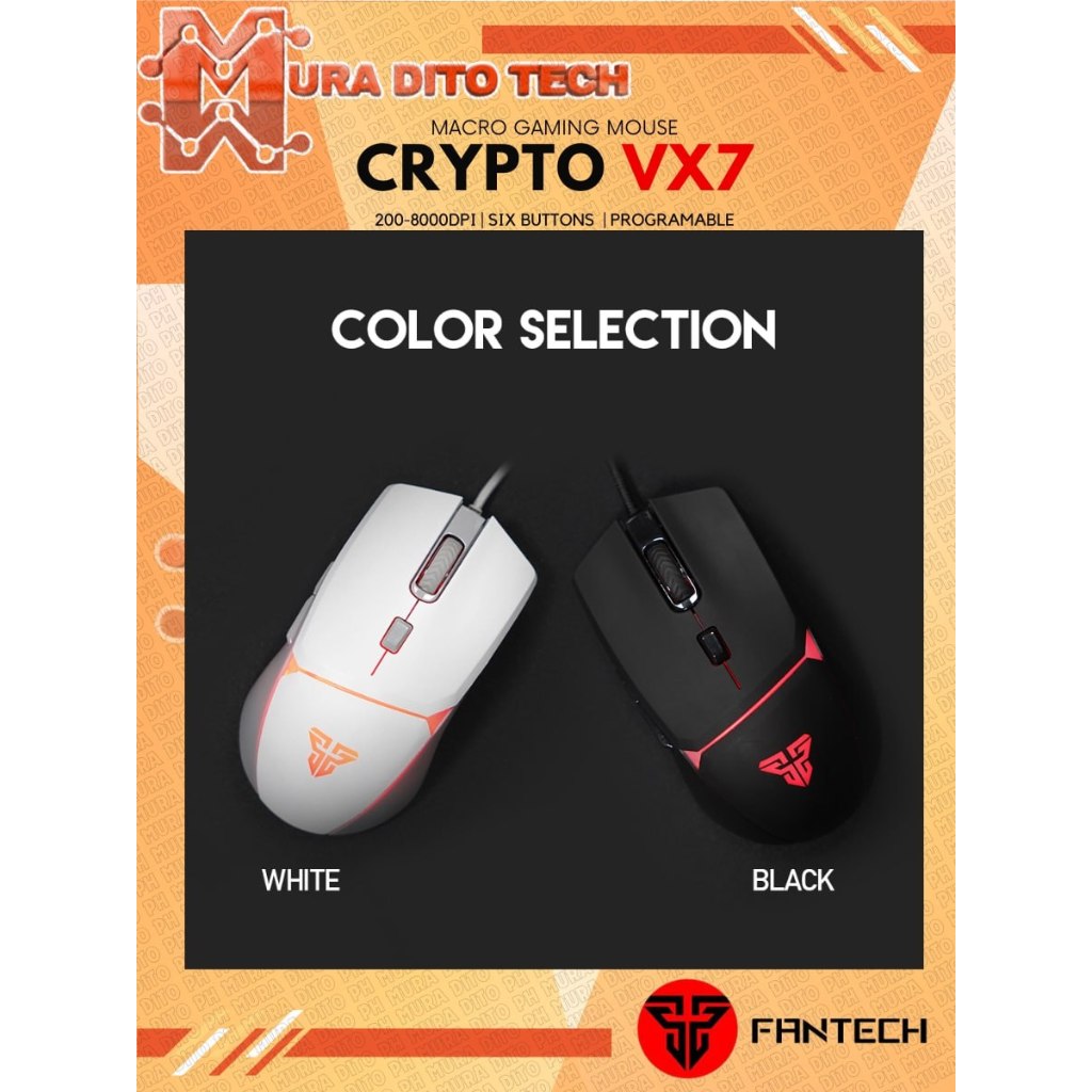 Fantech VX7 Crypto Wired Programmable Macro Gaming Mouse with Lighting ...
