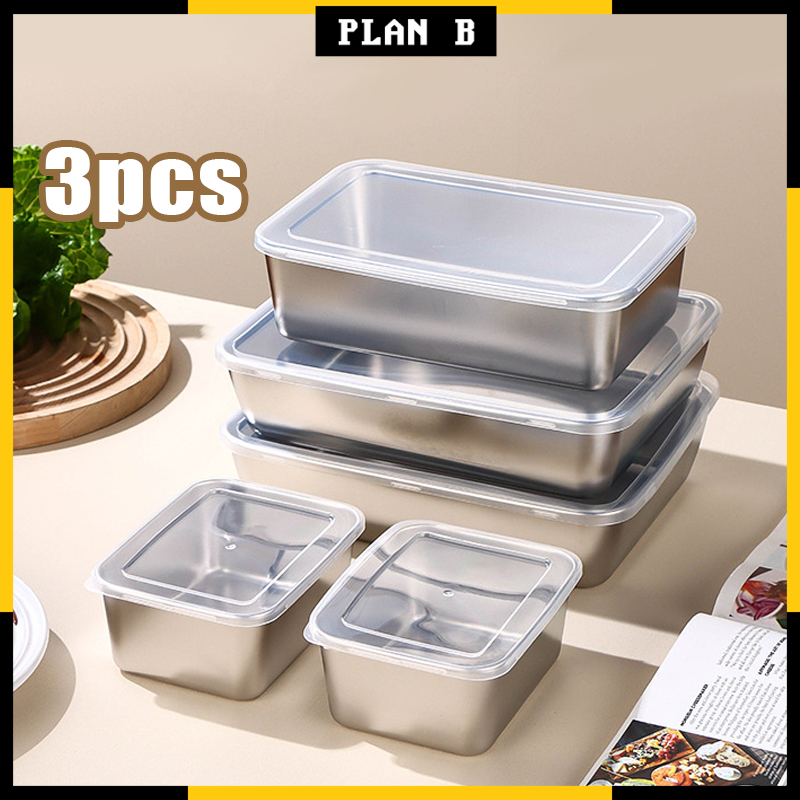 304 Stainless Steel Tray With Cover Food Storage Box With Lid Household ...