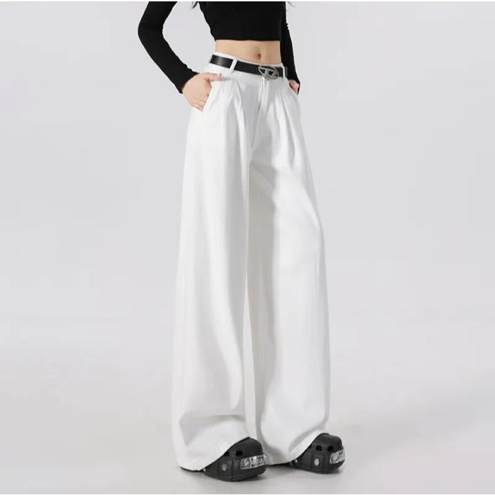 Kinwoo Soft Denim Wide Leg Jeans Baggy Retro Pants | Shopee Philippines