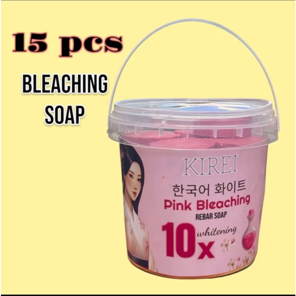 15 pcs Pink bleaching soap rebar in a bucket All whitening intense ...