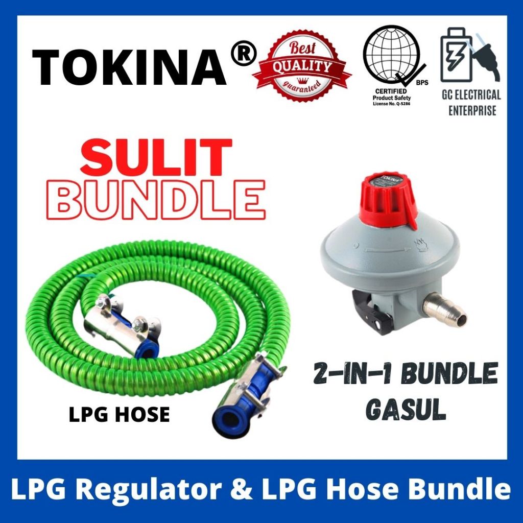 Tokina Snap On Universal LPG Regulator with LPG hose and two clamps for ...