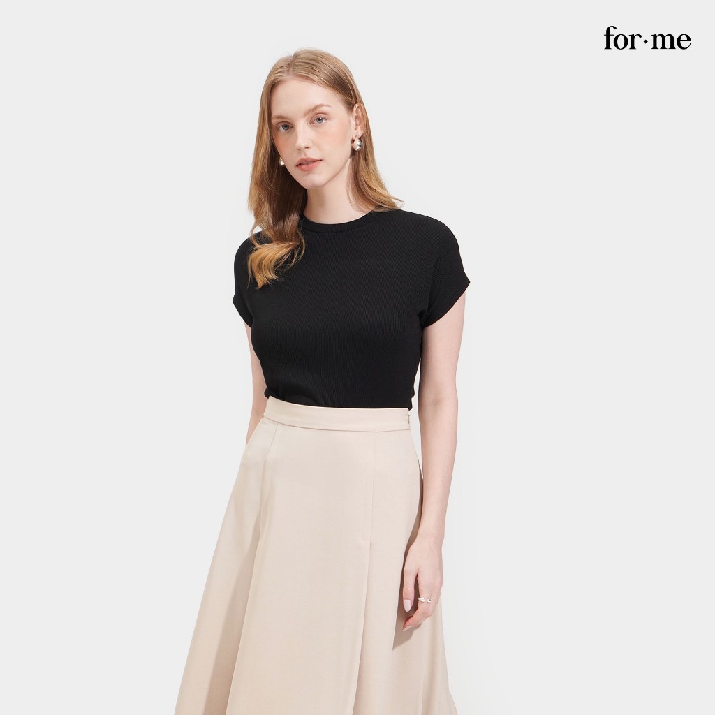 ForMe Ribbed Extended Tee T-Shirt For Women (Black) | Shopee Philippines
