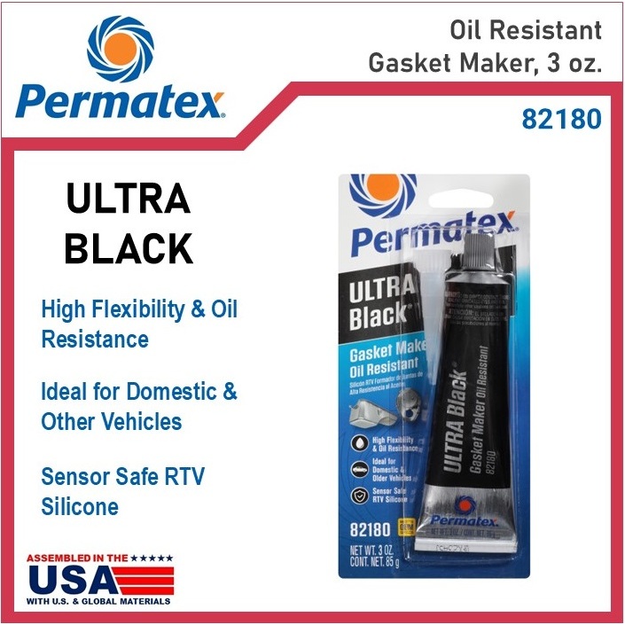 Permatex ULTRA BLACK Oil Resistant RTV Silicone Gasket Maker, 3 oz ...