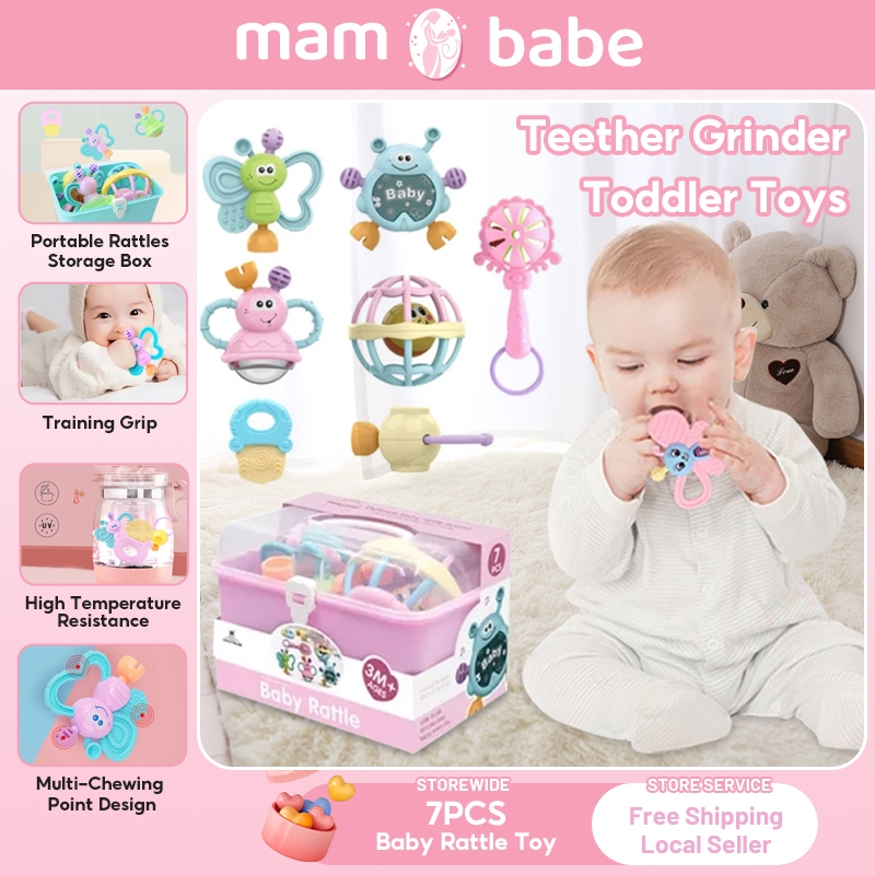 7Pcs Newborn Soft Teethers Rattels Toys Set Baby Accessories Soft ...