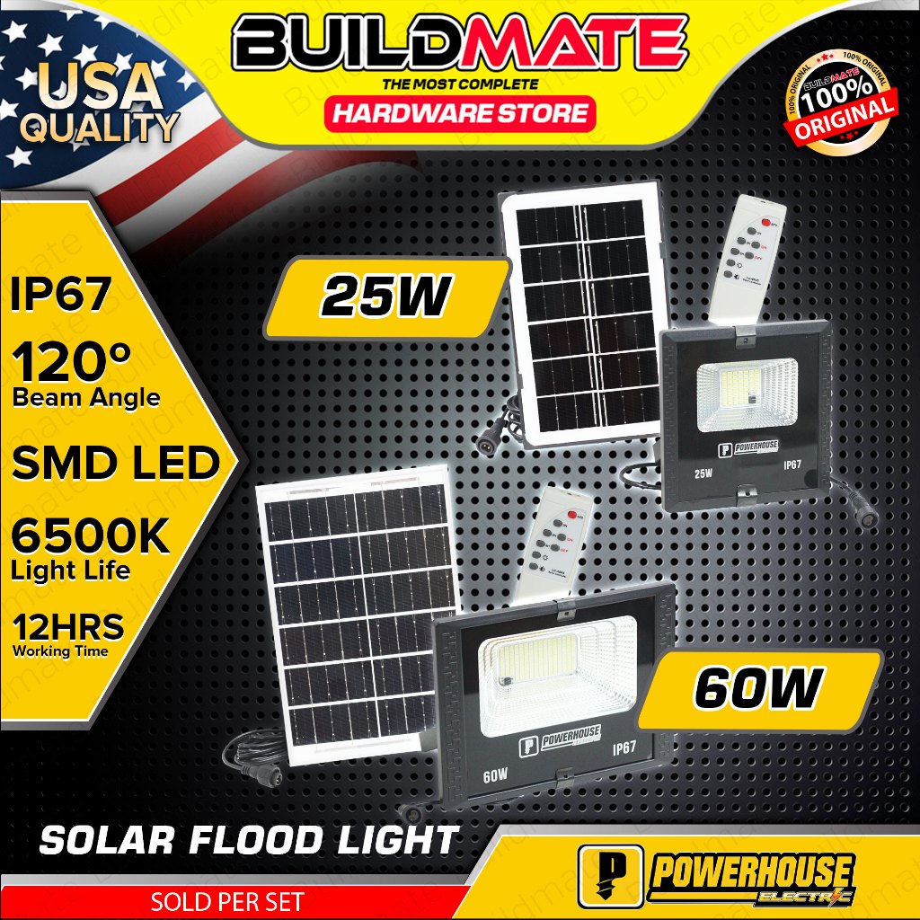 BUILDMATE Powerhouse LED Solar Flood Light 25W / 40W / 60W Daylight ...