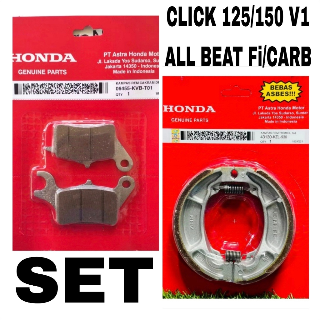 HONDA BRAKE SET FOR BEAT 110& Fi 125/ CLICK 125/150 V1 | Shopee Philippines