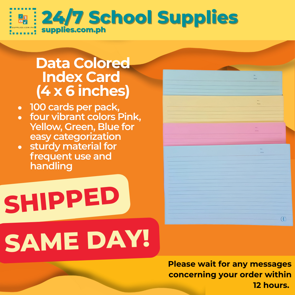 Colored Index Card (Data) 4x6 inches 100s Pink, Yellow, Green and Blue ...