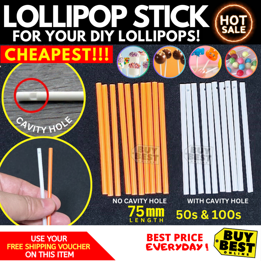 100Pcs Core Lollipop Sticks for Chocolate Candy Sticks Cake Pop Sticks ...