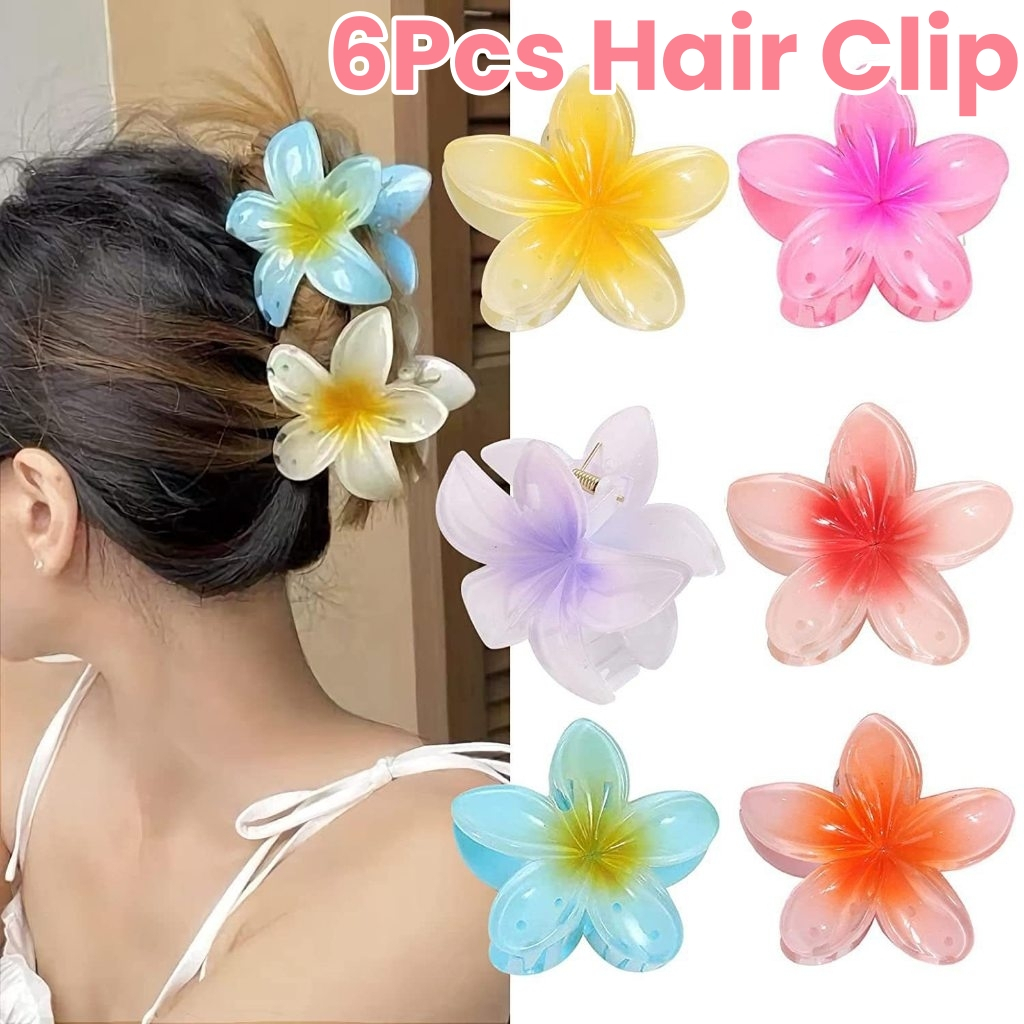 6PCS/Set Hawaii Flower Hair Clamp for Women Girl Colorful Flowers Beach ...