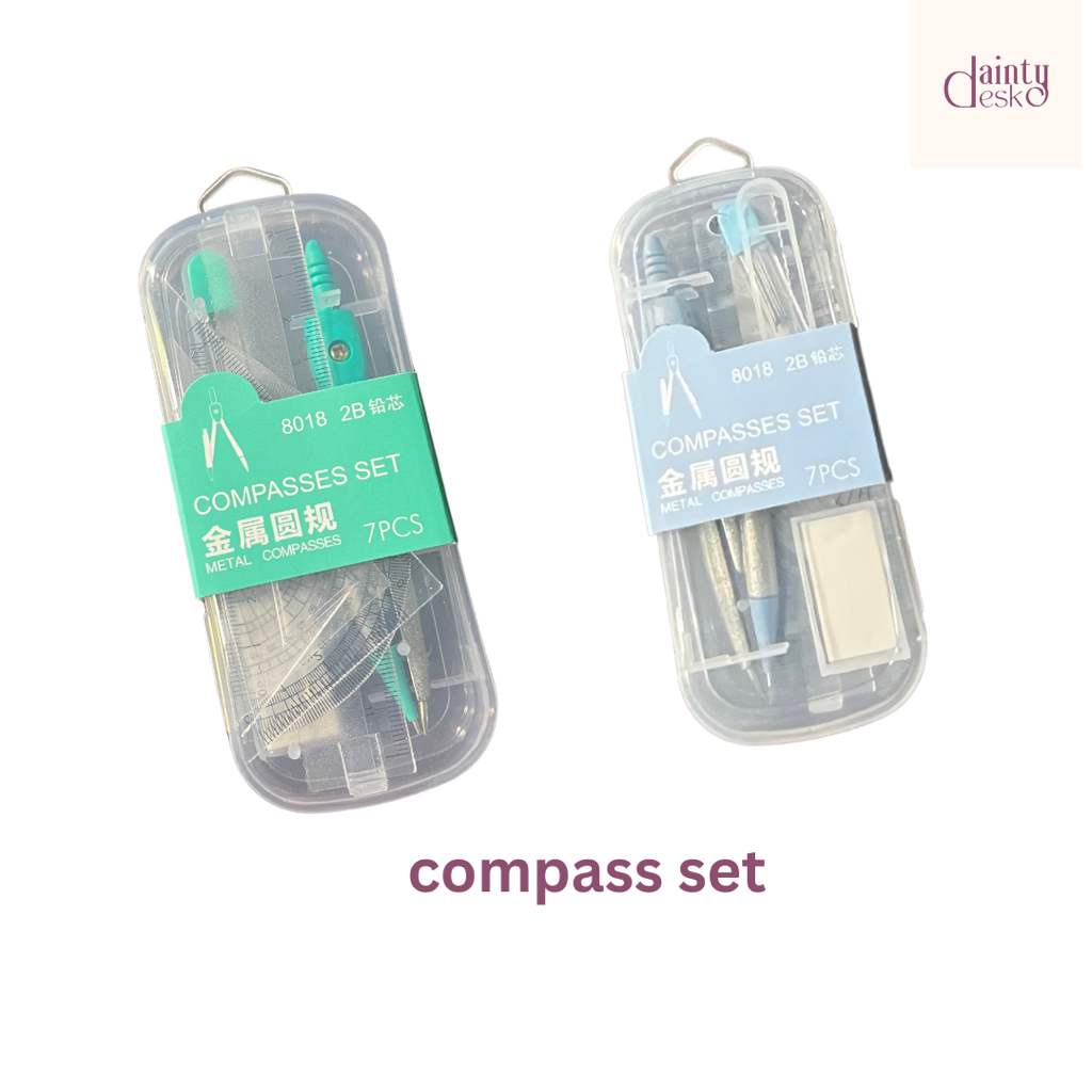 Metal drawing compass set (7 in 1) with ruler set, erase and pencil ...