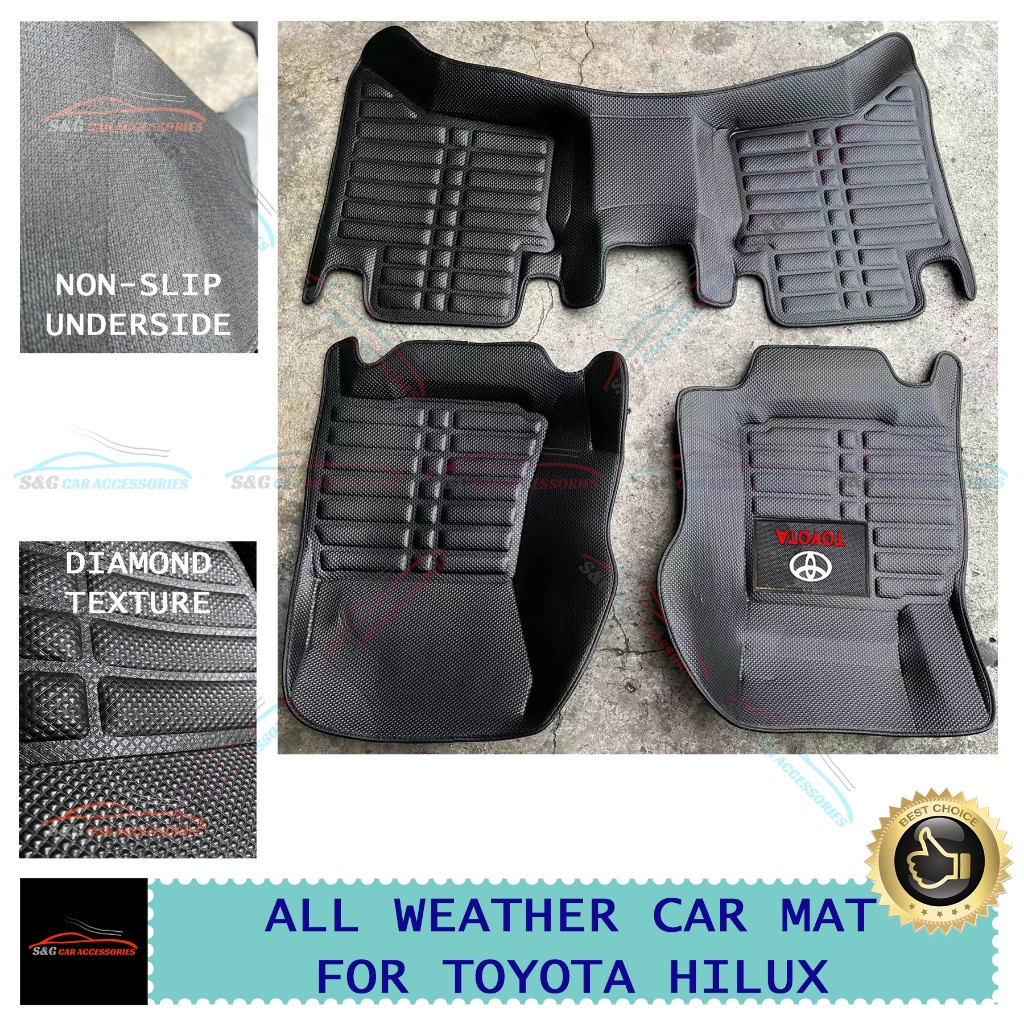 Toyota Hilux 2005-2015 5D Diamond Deep Dish Matting All Weather Car Mat ...