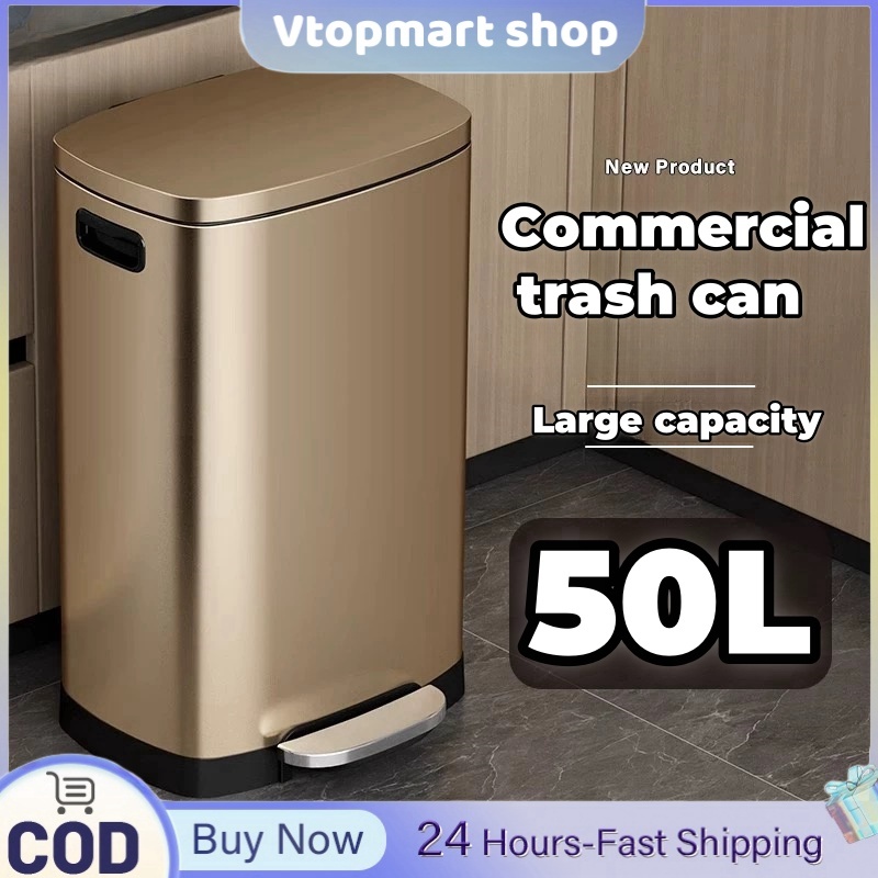 30L trash can foot-operated stainless steel 50L office commercial ...
