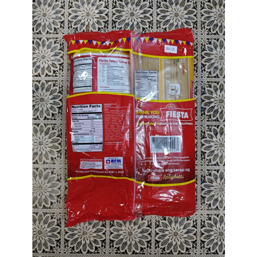 FIESTA Spaghettipid Combo - Spaghetti Pasta 700g + FIlipino Spaghetti ...