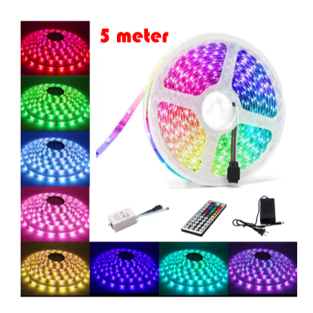OUTDOOR RGB LED STRIP LIGHT WITH REMOTE & ADAPTOR 5050 LED 5 METER LONG ...