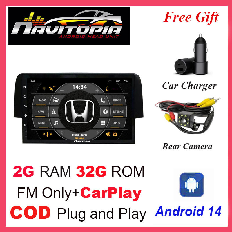 NAVITOPIA 9inch Android 14 Car Head Unit for Honda Civic 2016 2017 2018 ...