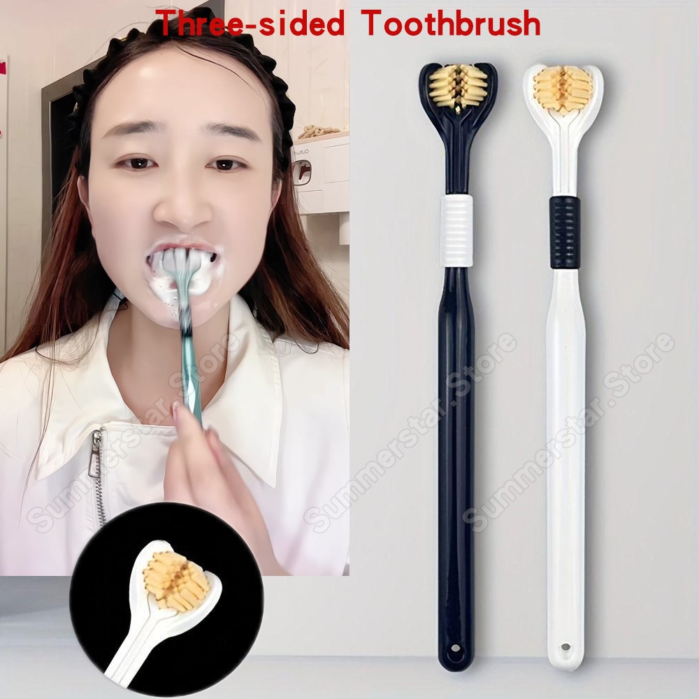 2pcs Three-sided Toothbrush Ultra Fine Soft teeth Gum Care Tongue ...