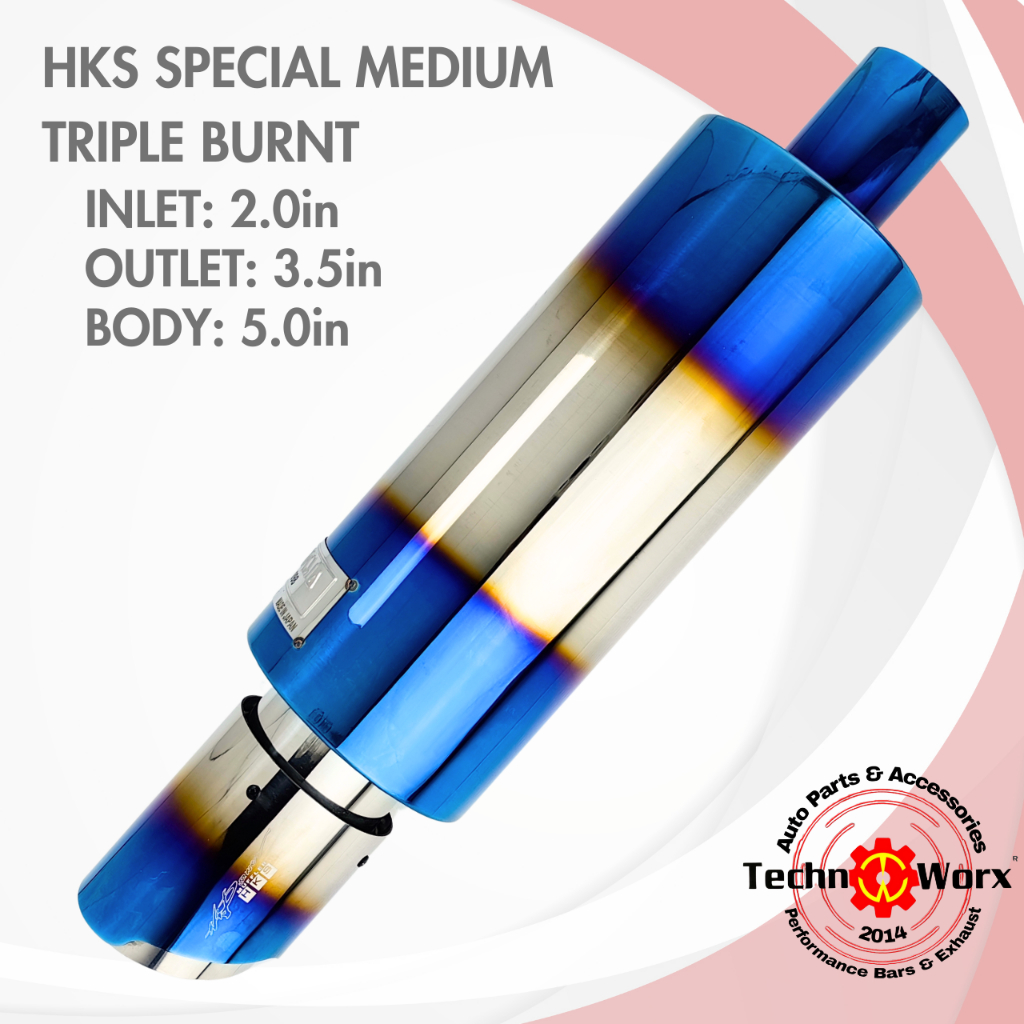 HKS MEDIUM Muffler TRIPLE BURNT Hypershort Japan original exhaust jasma freeflow super bass ...