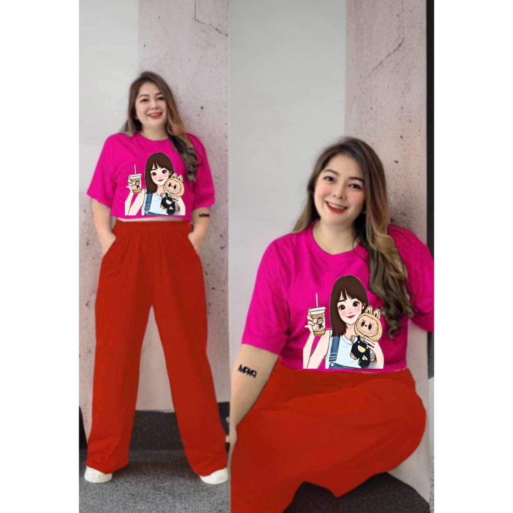 CHARM Plus size Coordinates in LABUBU CRAZE (Wide leg pants pair with ...