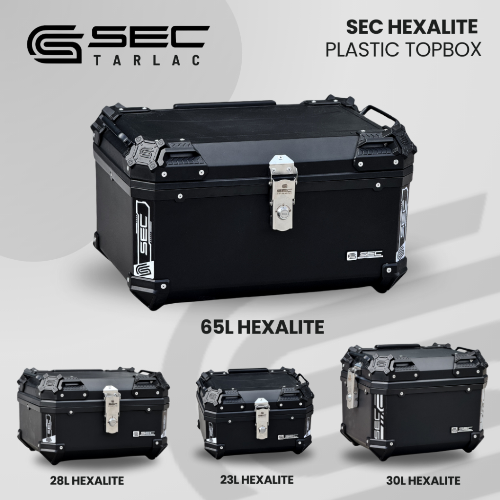 SEC HEXALITE 45L - 65L Hard Plastic Topbox With Free Leg Bag | Shopee ...