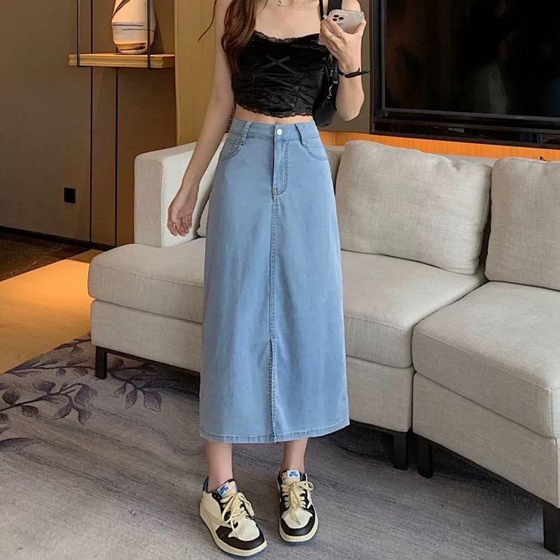 High Waist Skirts for woman Denim Long Palda for women Plus Size ...