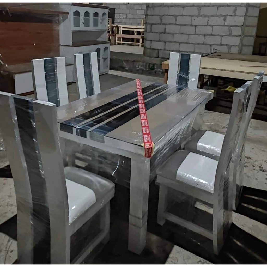 Brand New Dining Table 6 Seaters with Top Glass | Shopee Philippines