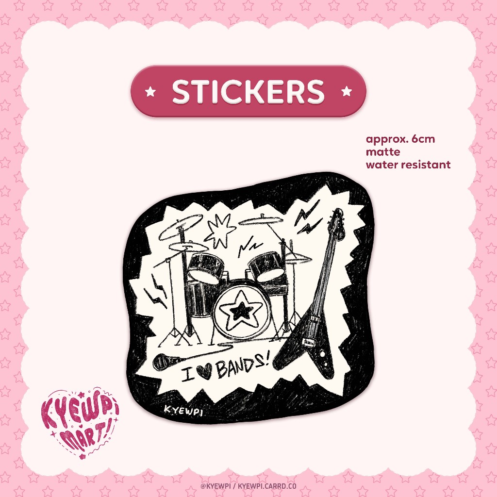I ♥︎ BANDS! Waterproof Vinyl Sticker by KYEWPI | Shopee Philippines