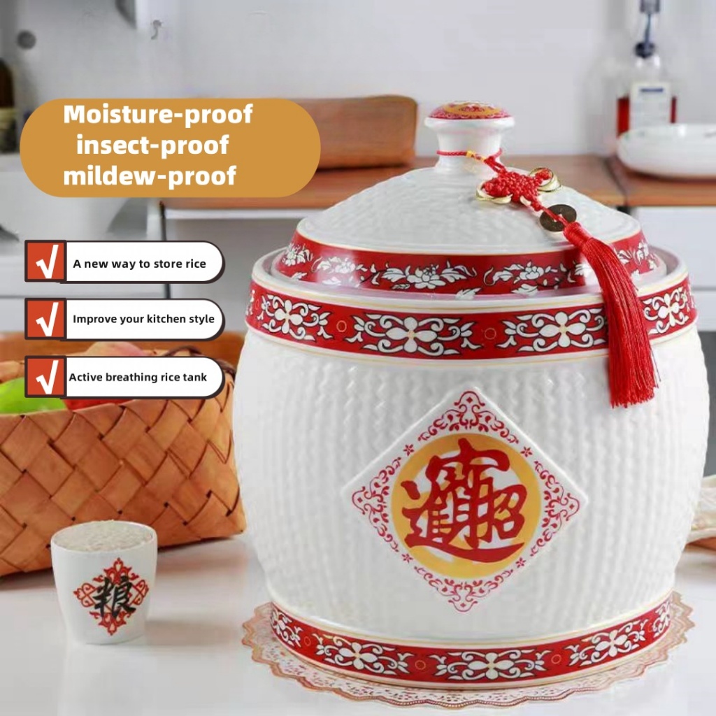 Porcelain rice dispenser 5kg/10kg/15kilos rice storage container big ...