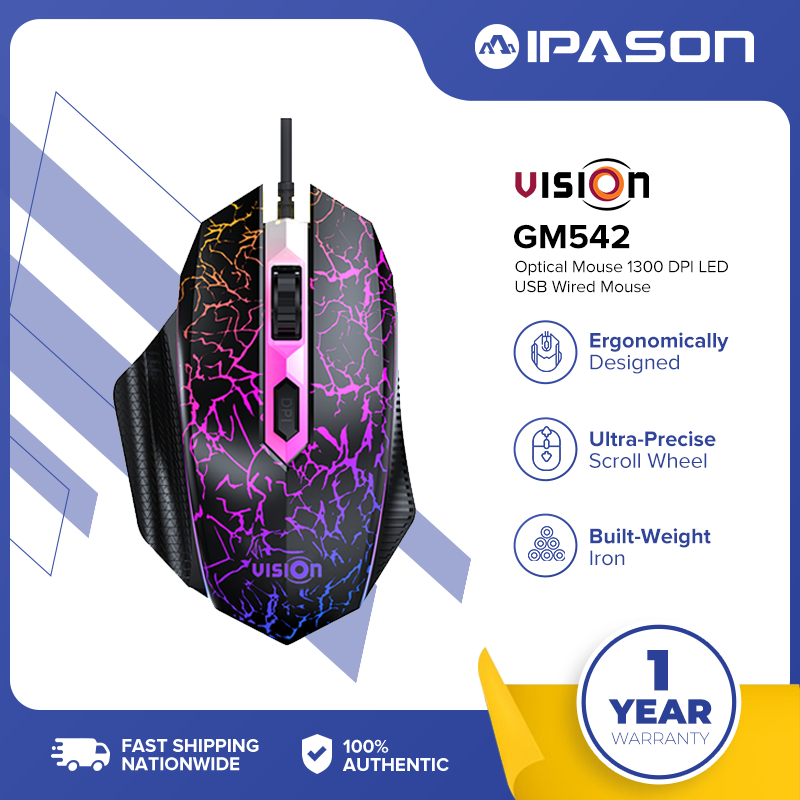 IPASON x Vision GM542 Gaming Mouse Optical Mouse 1300 DPI Led Mouse ...