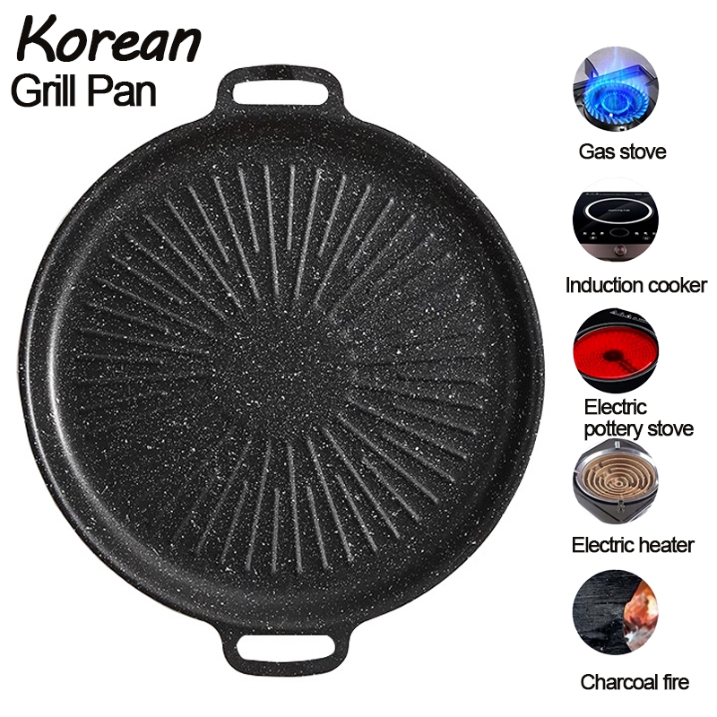 Korean BBQ Griddle Grill Pan Sunburst Pattern Non-stick Pan Outdoor ...