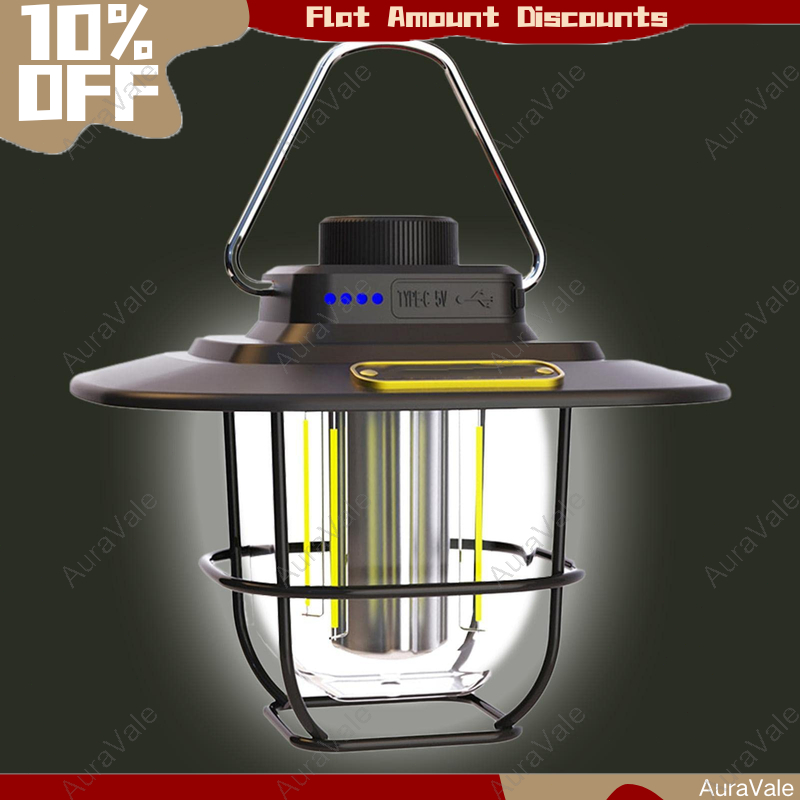 AuraVale Retro Camping Light Solar Powered with Durable Features Ideal ...