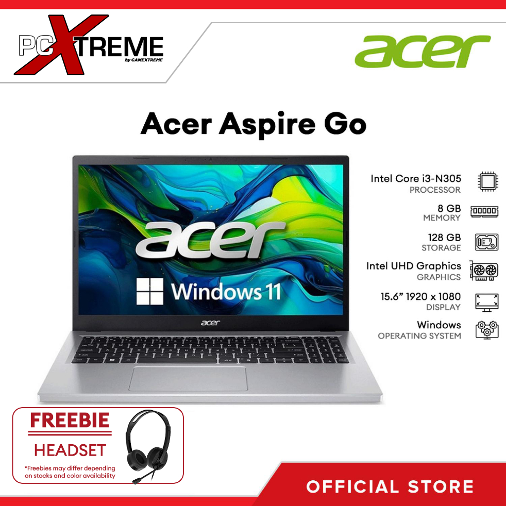 Acer Aspire Go 15 15.6" FHD Slim Laptop i3-N305 8GB /128GB UFS Win11 ...