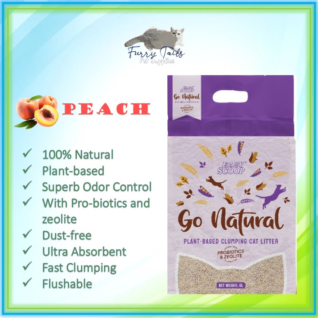 EASY SCOOP GO NATURAL (PEACH) Plant-Based Flushable Clumping Fine Tofu ...