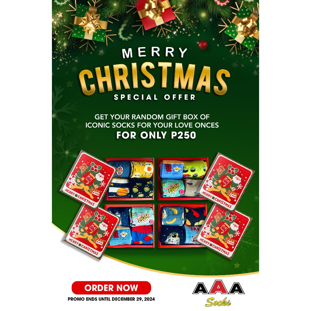 AAA Limited Christmas Gift Box w/ 4 Pairs of Iconic Socks | Shopee ...