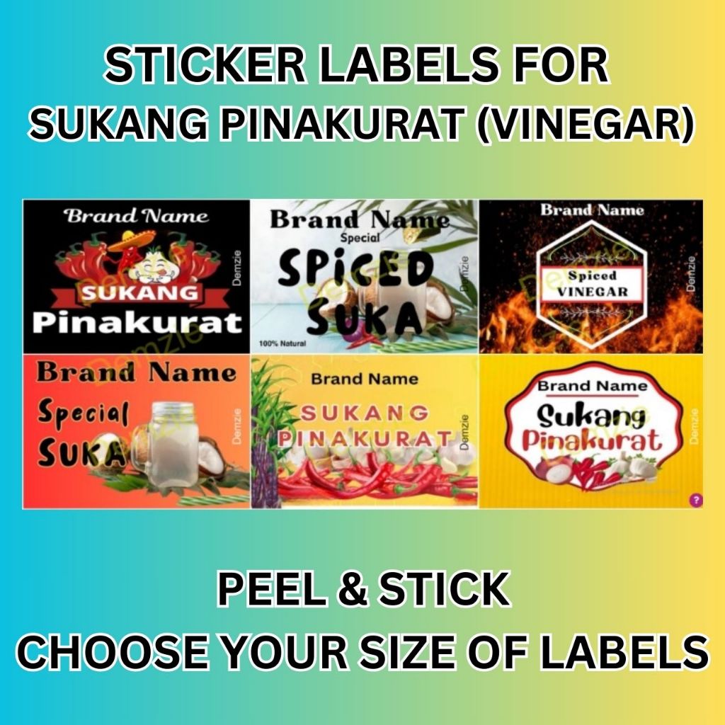 SUKANG PINAKURAT / SPICED VINEGAR PRINTING STICKER LABELS | PEEL ...